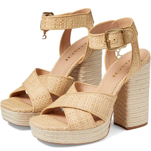 Coach | Shoes | Coach Nelly Raffia Sandals 85 | Poshmark